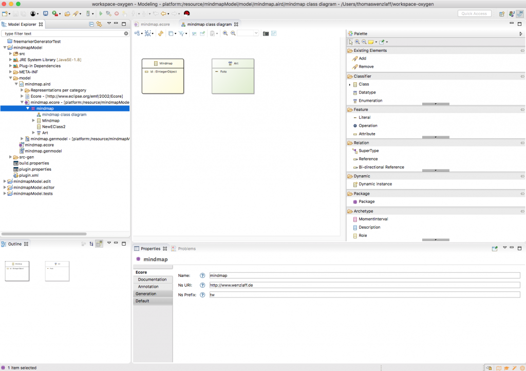 Texo und EMF mit Diagram Editor läuft auch mit Eclipse Oxygen.1A (4.7) auf Mac OS X High Sierra ...