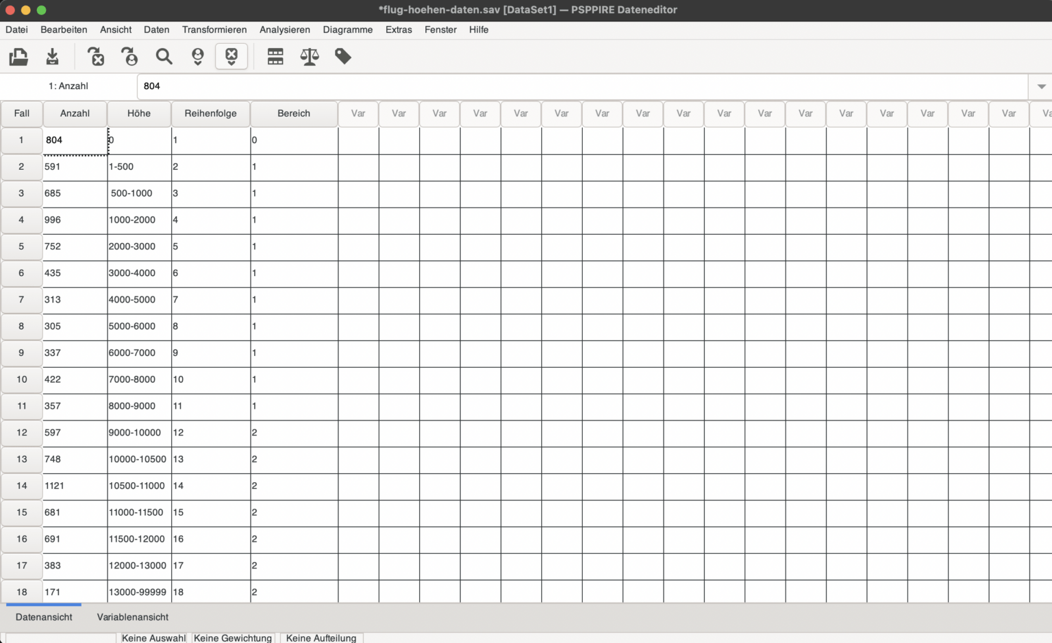 PSPP (Teil 10): Daten Export als CSV für Excel import am Beispiel der Flughöhe – Wenzlaff.de ...